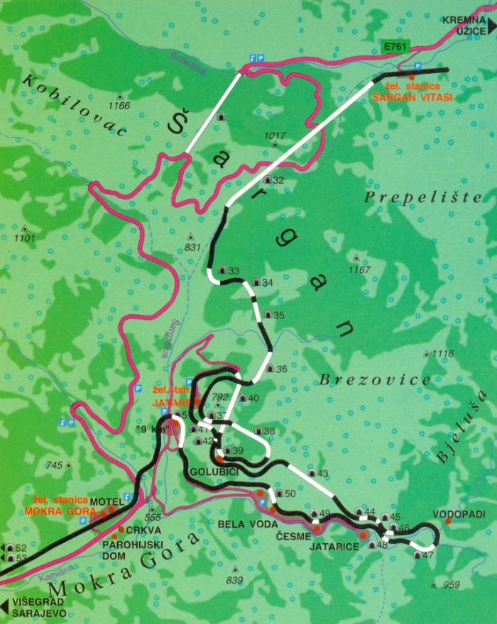 Mapa Mokre Gore - Железнице Србије ад